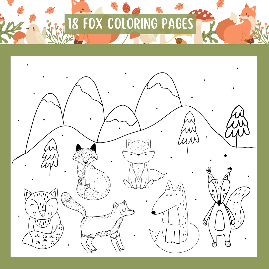 Fox Coloring Pages for Girls and Boys, 18 Cute Animal Colouring Sheets ...