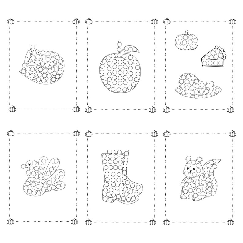 Fall Dot Marker Coloring Pages: Autumn Activity Sheets (instant ...