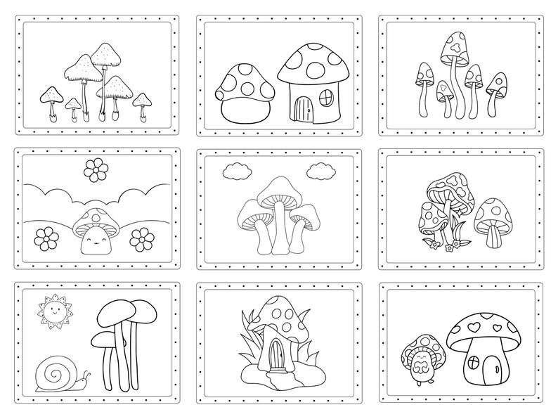 Mushroom Coloring Pages for Kids, 18 Cute Printable Color Sheets, Easy ...
