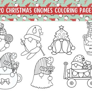 Christmas Gnomes Coloring Pages, 20 Printable Color Sheets, Cute ...