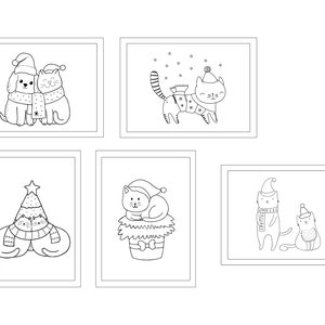 Christmas Cats Coloring Pages for Girls and Boys 15 Printable - Etsy