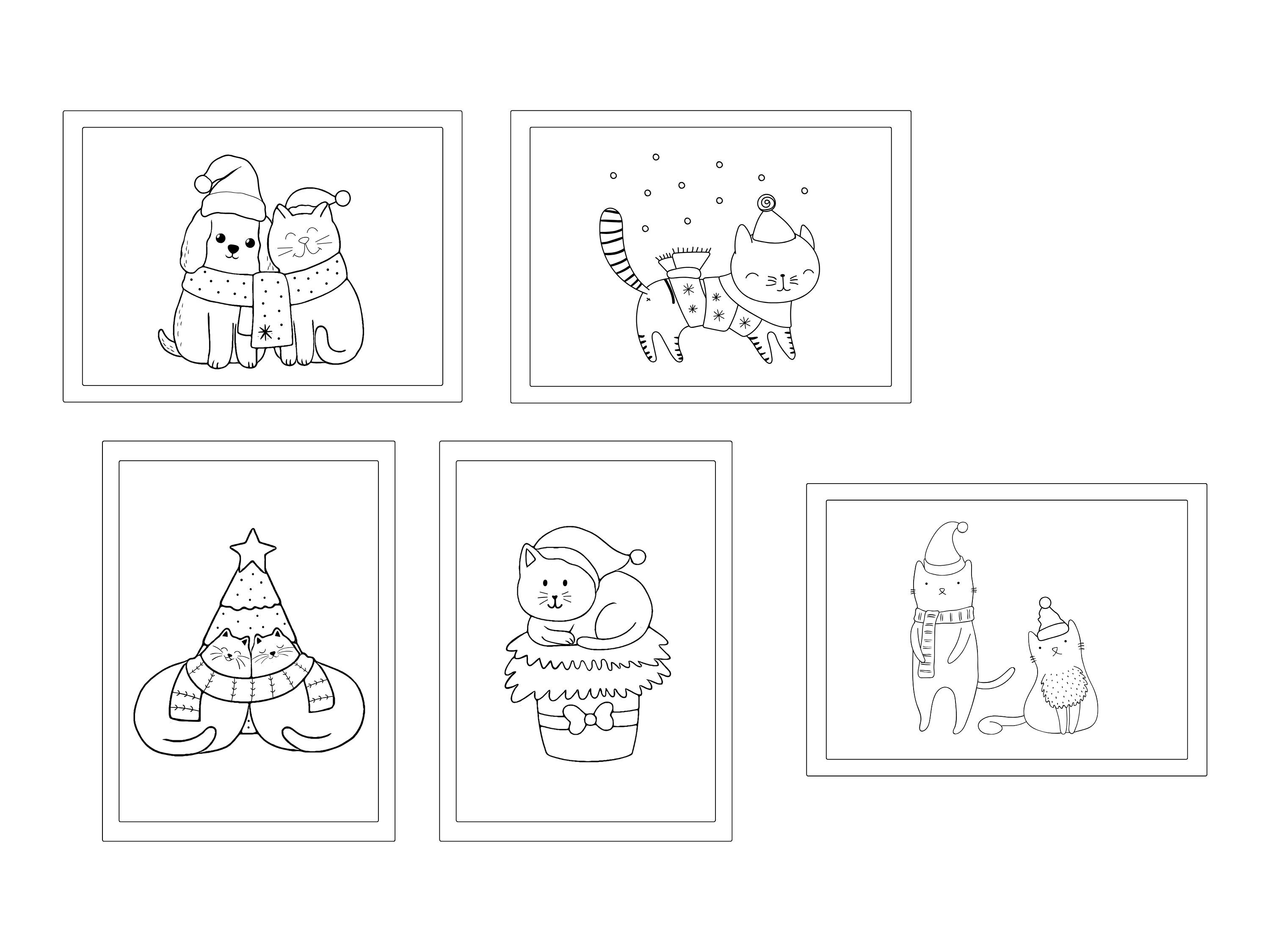 Christmas Cats Coloring Pages for Girls and Boys 15 Printable - Etsy