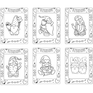 Valentine's Day Gnome Coloring Pages for Girls and Boys, 12 Printable ...