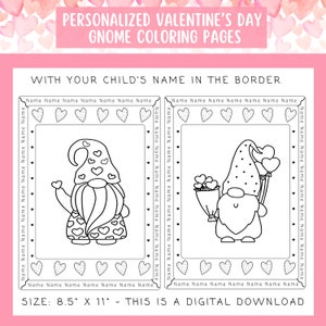 Valentine's Day Gnome Coloring Pages for Girls and Boys, 12 Printable ...