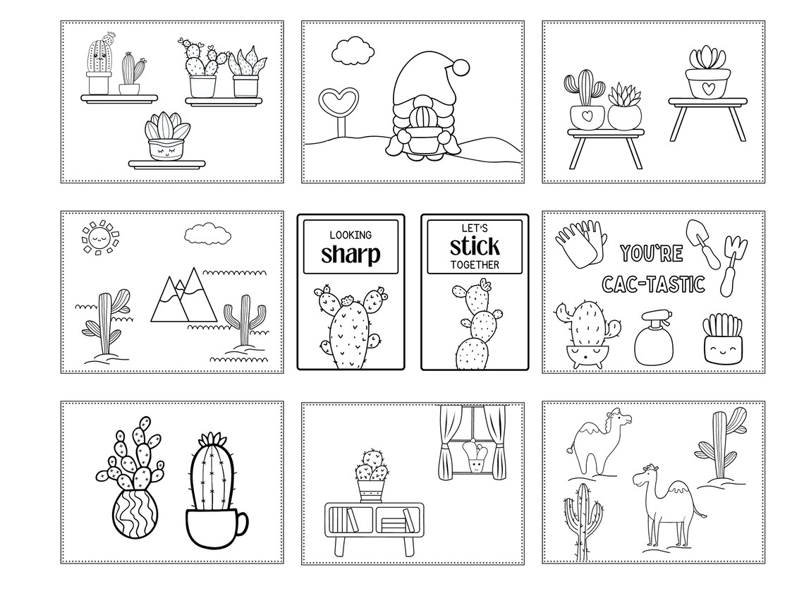 Cactus Coloring Pages for Girls and Boys 15 Printable Color - Etsy