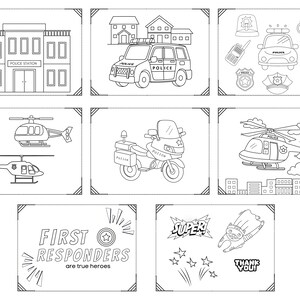 First Responder Coloring Pages Set, Police Car, Ambulance, Fire Truck ...