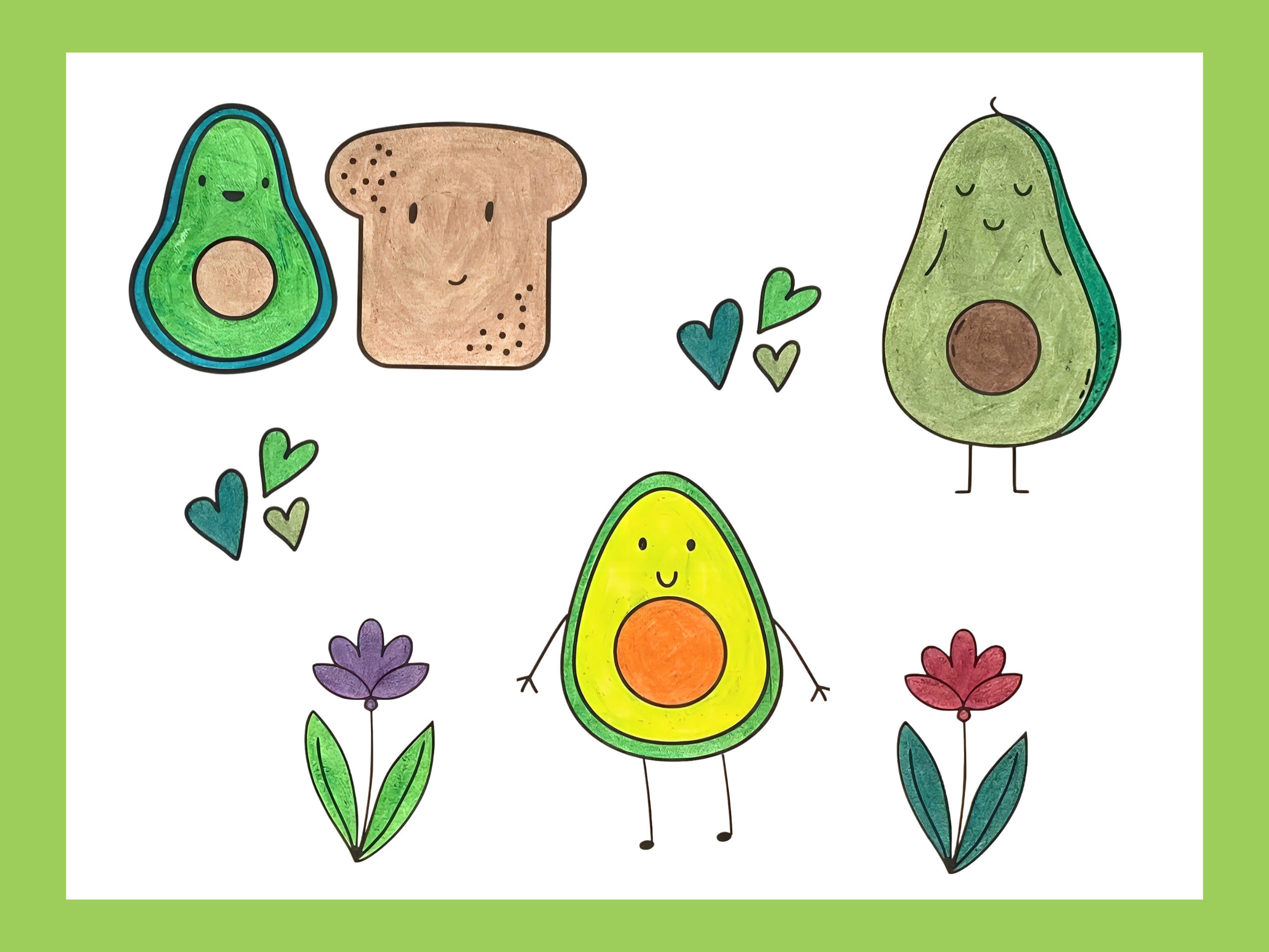 Cute Avocado Coloring Pages, 18 Printable Color Sheets, Fun Coloring ...