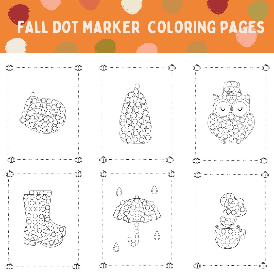 Fall Dot Marker Coloring Pages Set, Autumn Dot Marker Activity Sheets ...