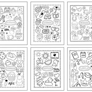 Personalized Monthly Doodles Coloring Pages: Custom Name (PDF) - Etsy