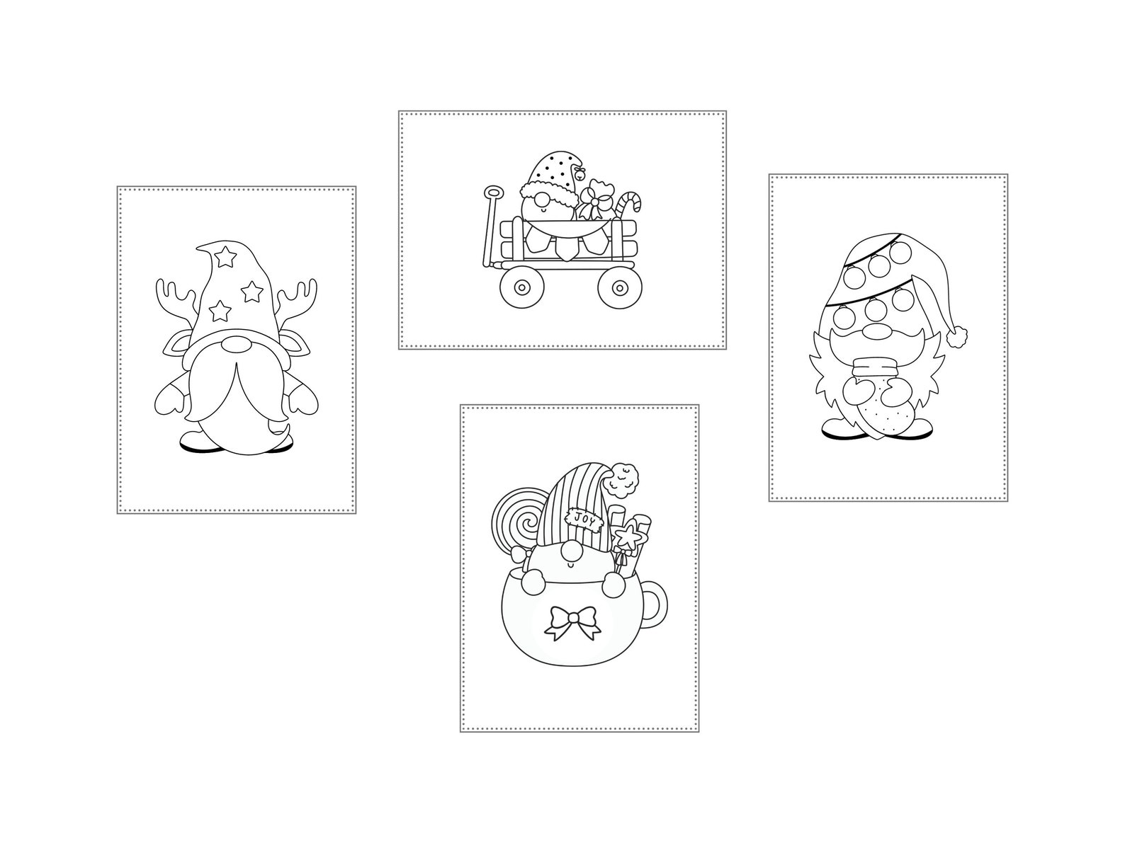 Christmas Gnomes Coloring Pages, 20 Printable Color Sheets, Cute ...