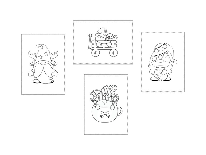 Christmas Gnomes Coloring Pages, 20 Printable Color Sheets, Cute ...