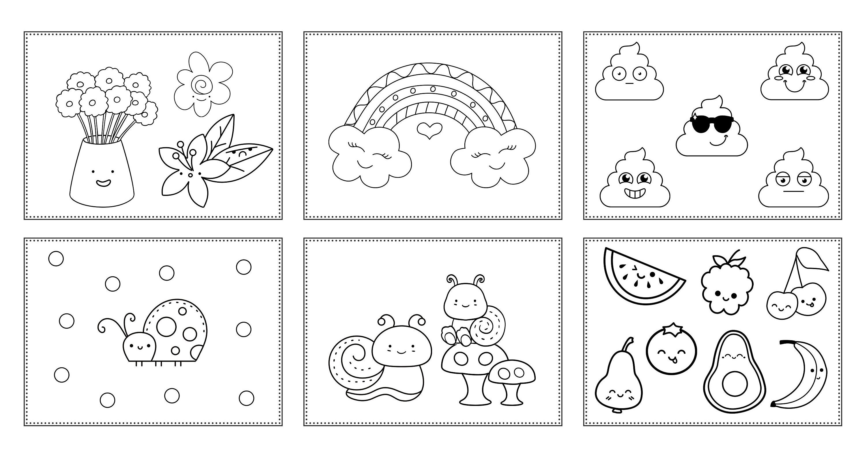 Kawaii Coloring Pages, 24 Cute Printable Sheets, Color Pages for Girls ...