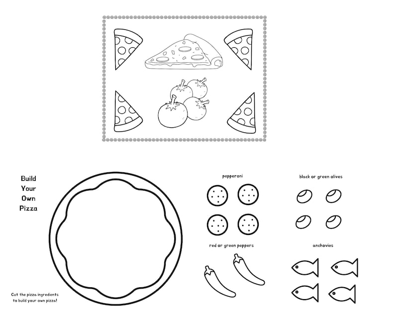 Pizza Coloring Pages for Girls and Boys, 12 Cute Food Colouring Sheets ...