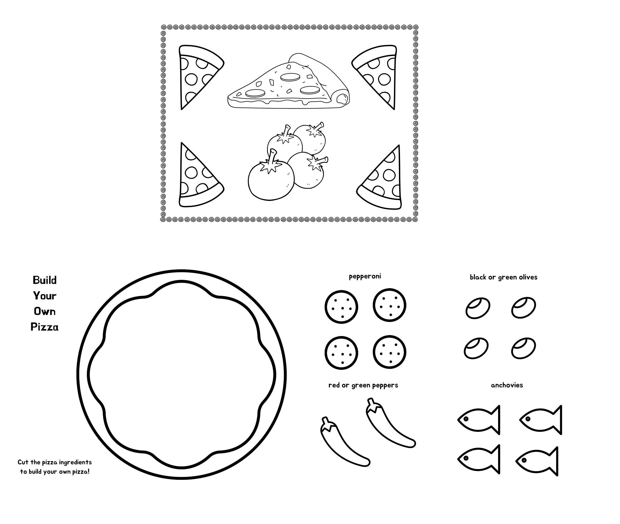 Pizza Coloring Pages for Girls and Boys, 12 Cute Food Colouring Sheets ...