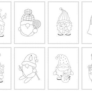 Christmas Gnomes Coloring Pages, 20 Printable Color Sheets, Cute ...