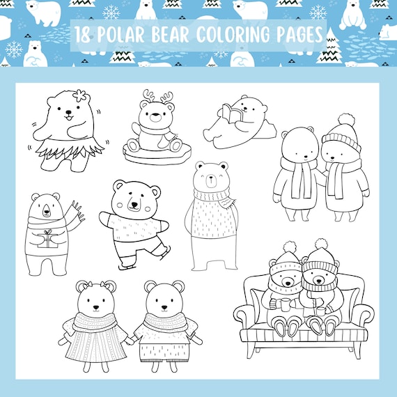 Christmas Polar Bear Coloring Page