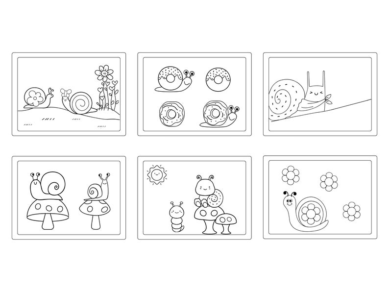 Snail Coloring Pages for Girls and Boys 12 Cute Coloring - Etsy