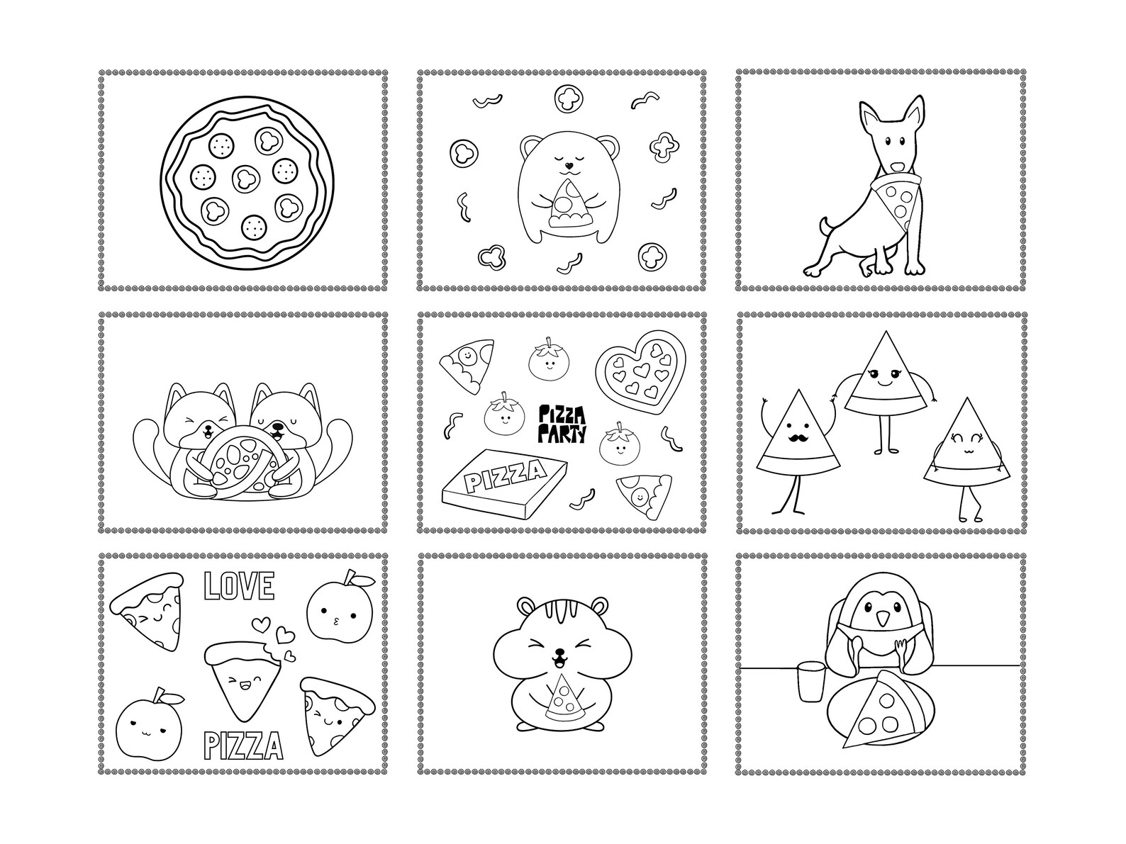 Pizza Coloring Pages for Girls and Boys, 12 Cute Food Colouring Sheets ...