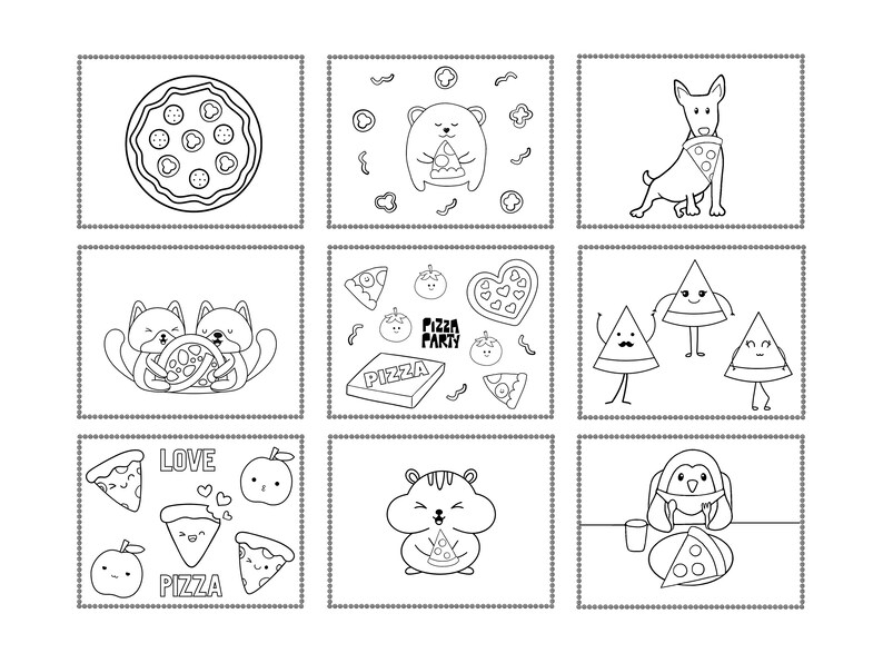 Pizza Coloring Pages for Girls and Boys, 12 Cute Food Colouring Sheets ...
