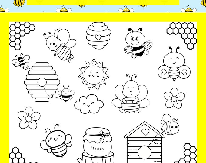 Printable Bumble Bee Coloring for Kids, Cute Buzzy Bee Activity ...