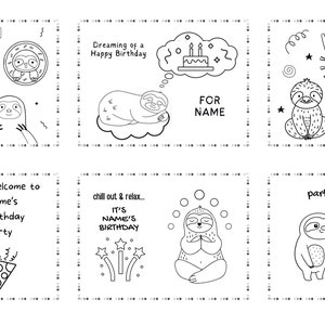 Personalized Sloth Coloring Pages for Sloth-themed Birthday Party ...