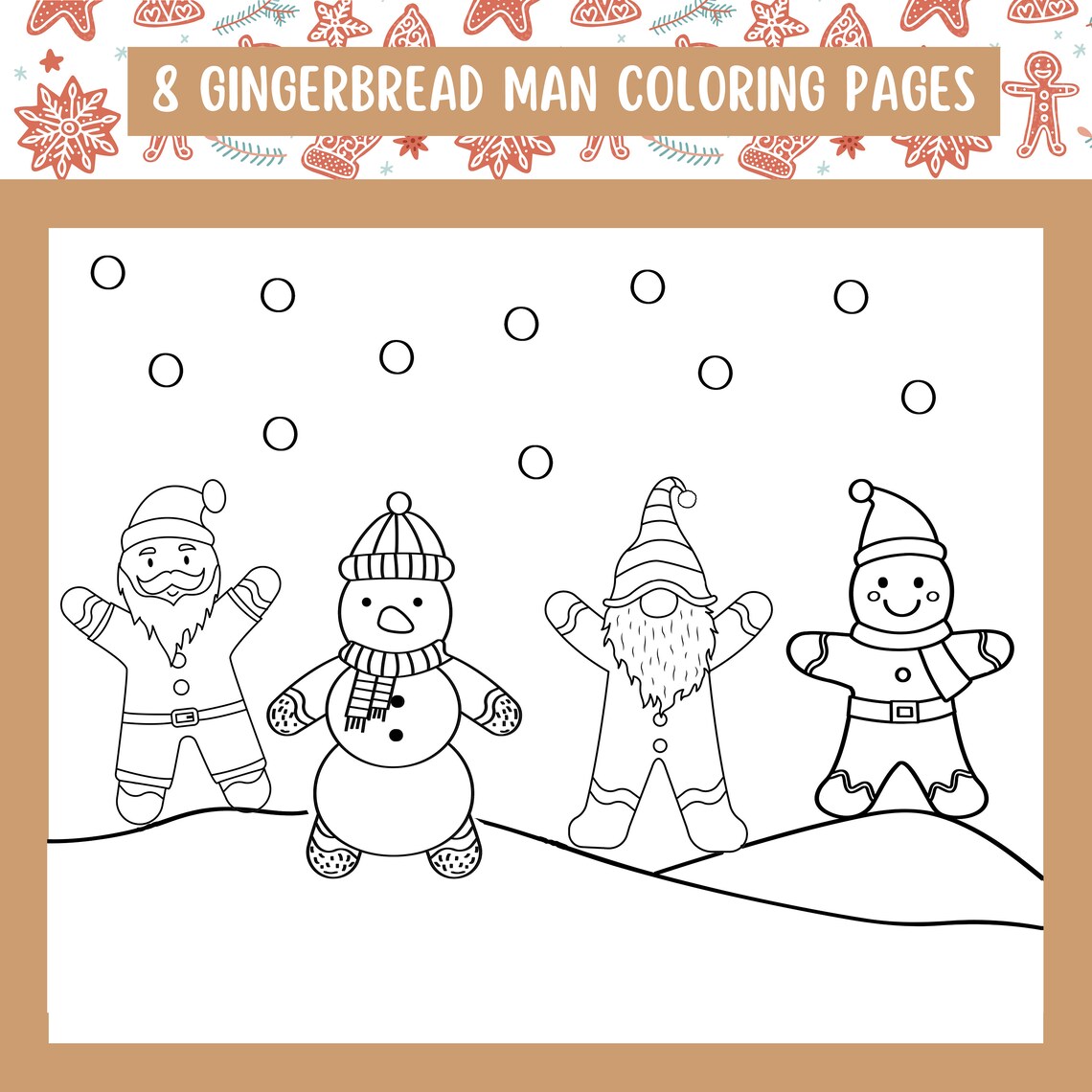 Gingerbread Man Coloring Pages, 8 Cute Colouring Sheets, Printable ...