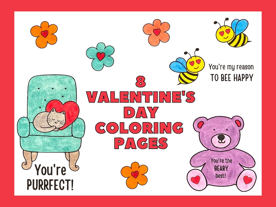 Valentine's Day Coloring Pages for Girls and Boys - Etsy