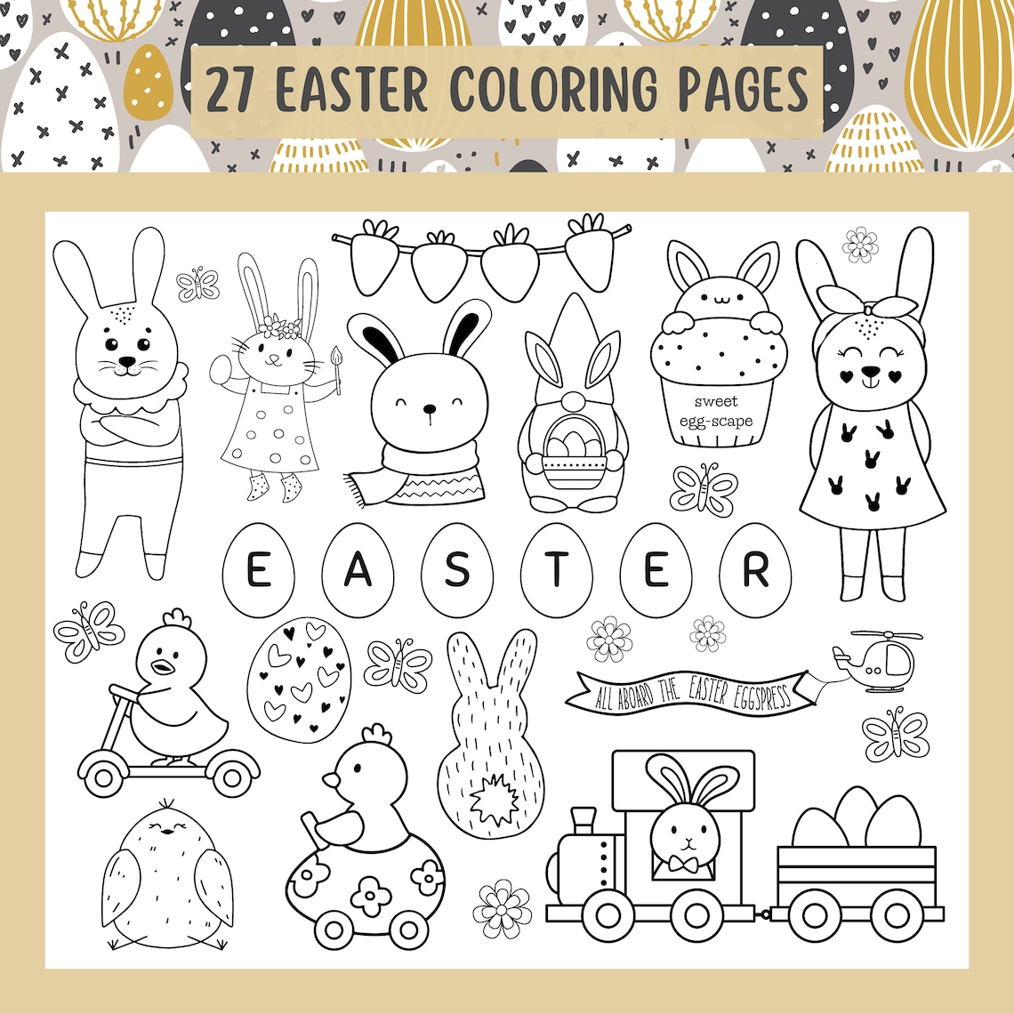 Easter Coloring Pages for Girls and Boys, 27 Printable Color Sheets for ...