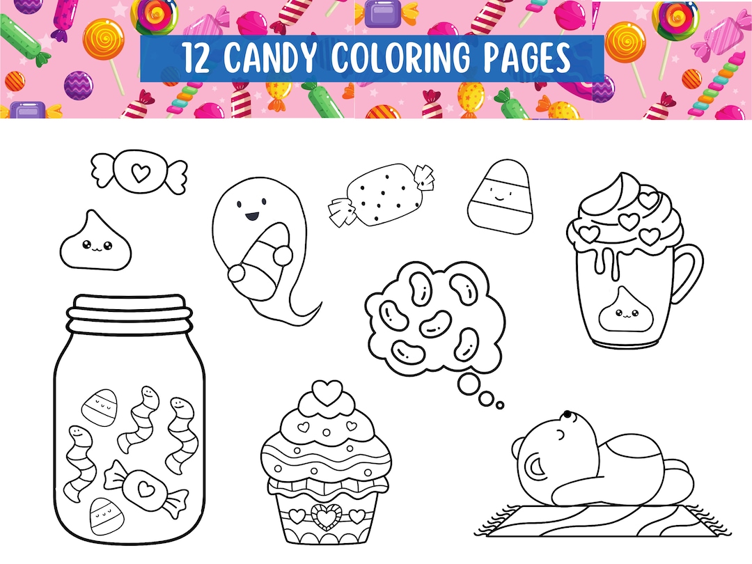 Cute Candy Coloring Pages, Colouring Sheets, 12 Printable Color Pages ...
