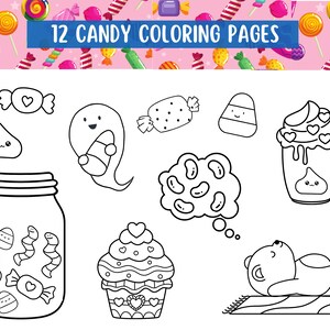 Cute Candy Coloring Pages, Colouring Sheets, 12 Printable Color Pages ...