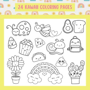 Kawaii Coloring Pages, 24 Cute Printable Sheets, Color Pages for Girls ...