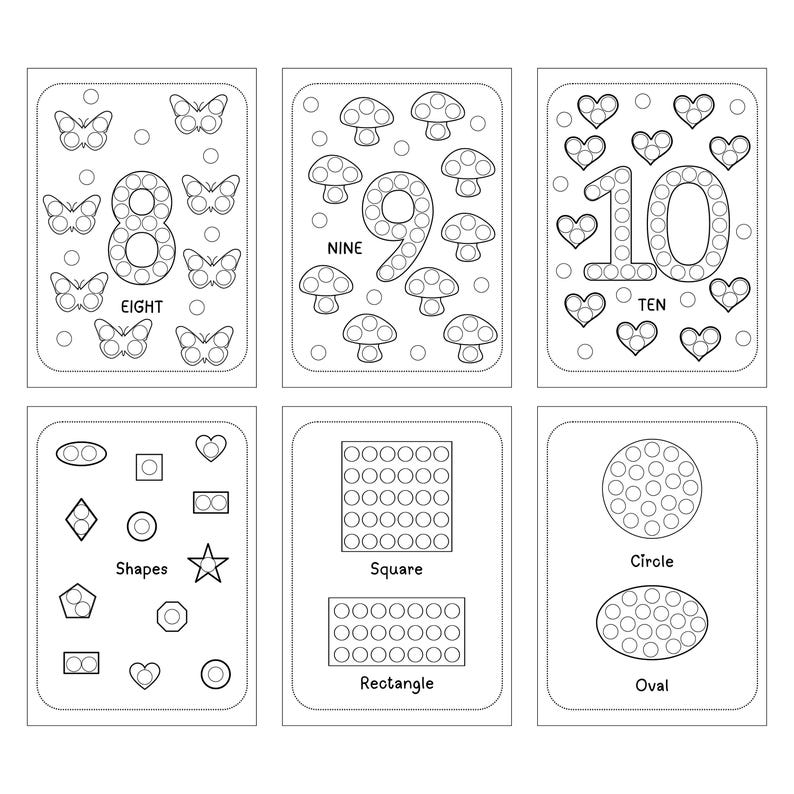 Dot Marker Coloring Pages: Alphabet, Numbers, Shapes (PDF) - Etsy