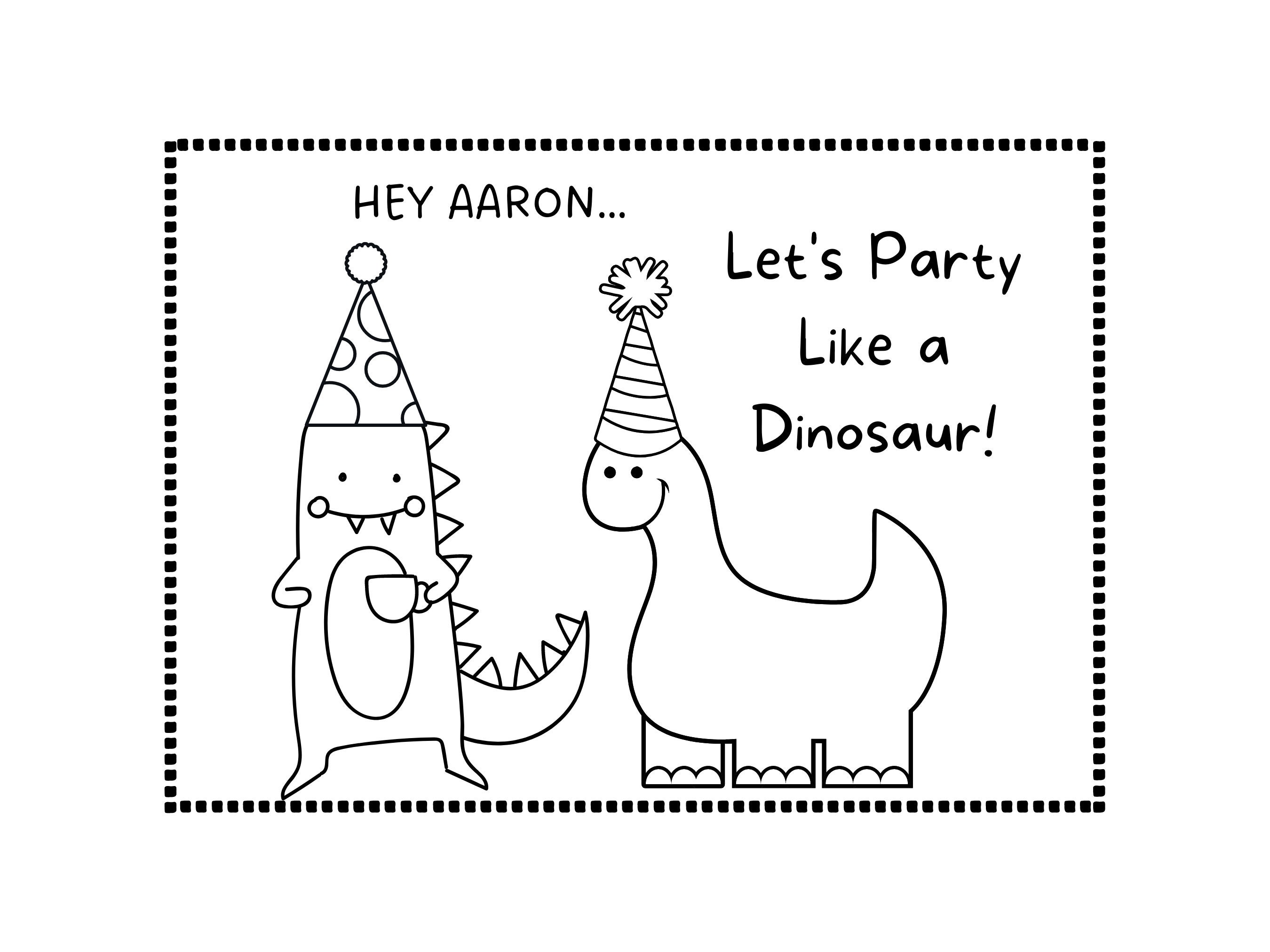 Personalized Dinosaur Coloring Pages for Dinosaur-themed - Etsy