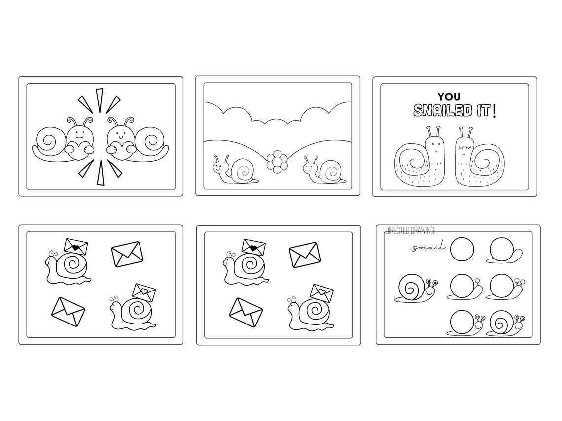 Snail Coloring Pages for Girls and Boys 12 Cute Coloring - Etsy