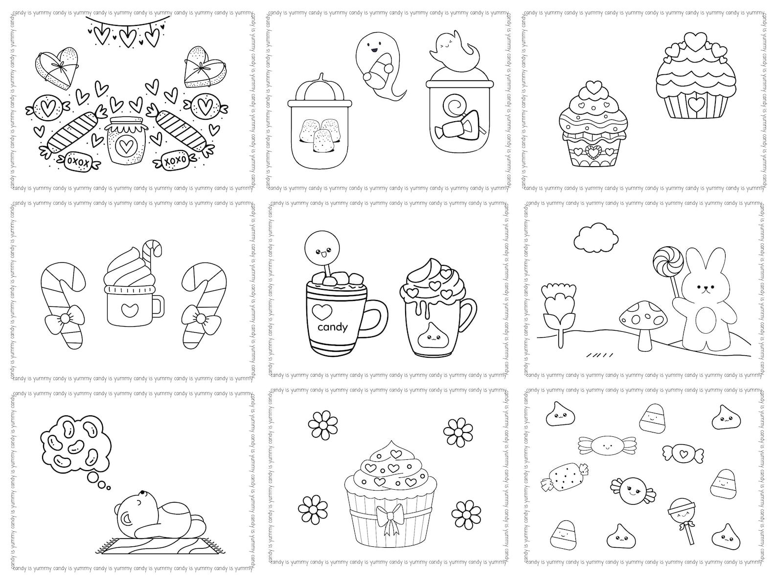 Cute Candy Coloring Pages, Colouring Sheets, 18 Printable Color Pages ...