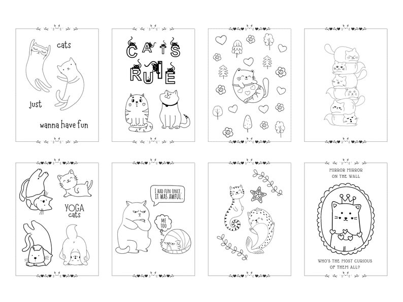 Cats Colouring Pages, 16 Cute Printable Color Sheets, Easy and Fun ...