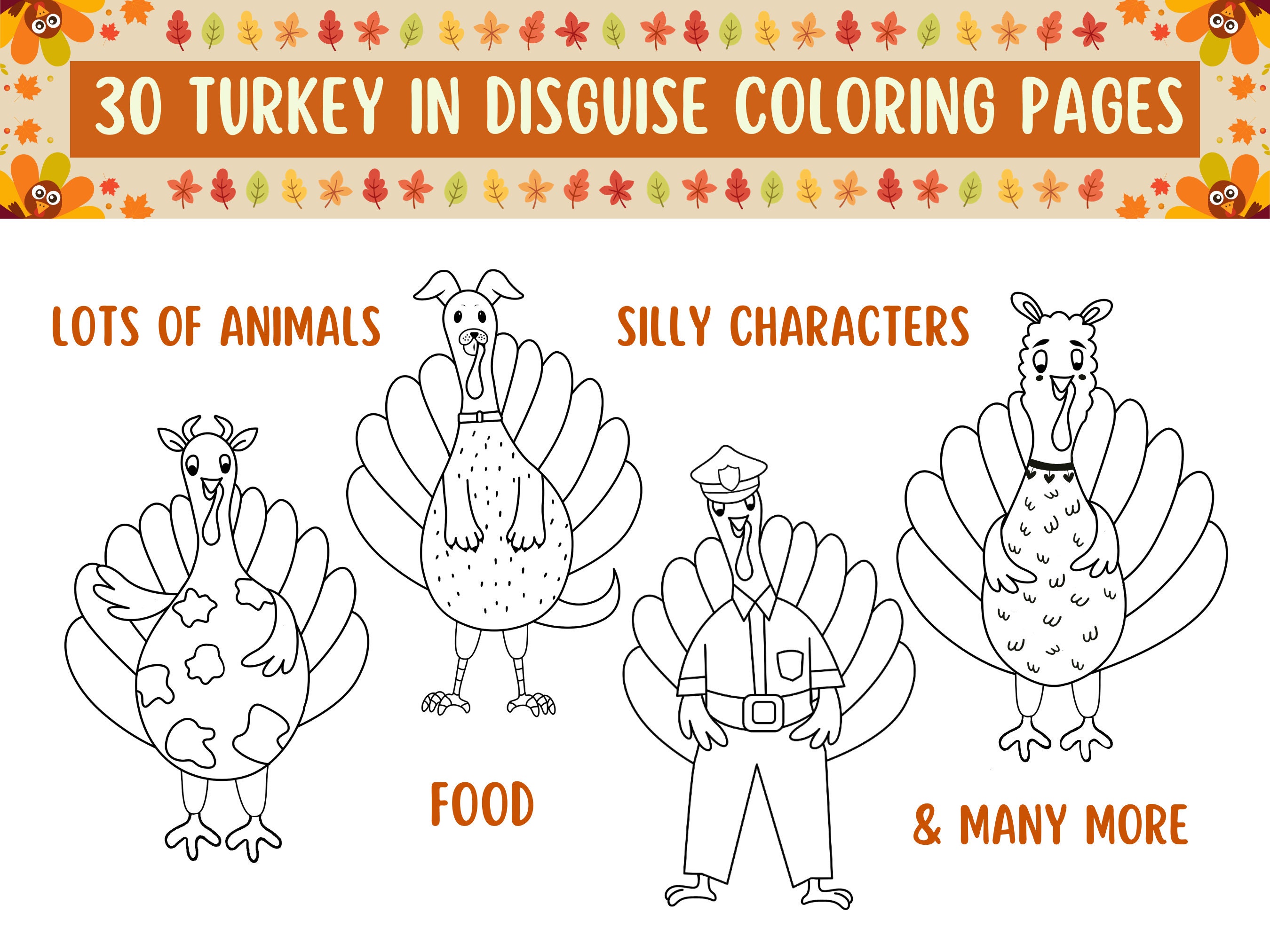 Print and Color Turkey in Disguise, 30 Cute Coloring Pages for Girls ...