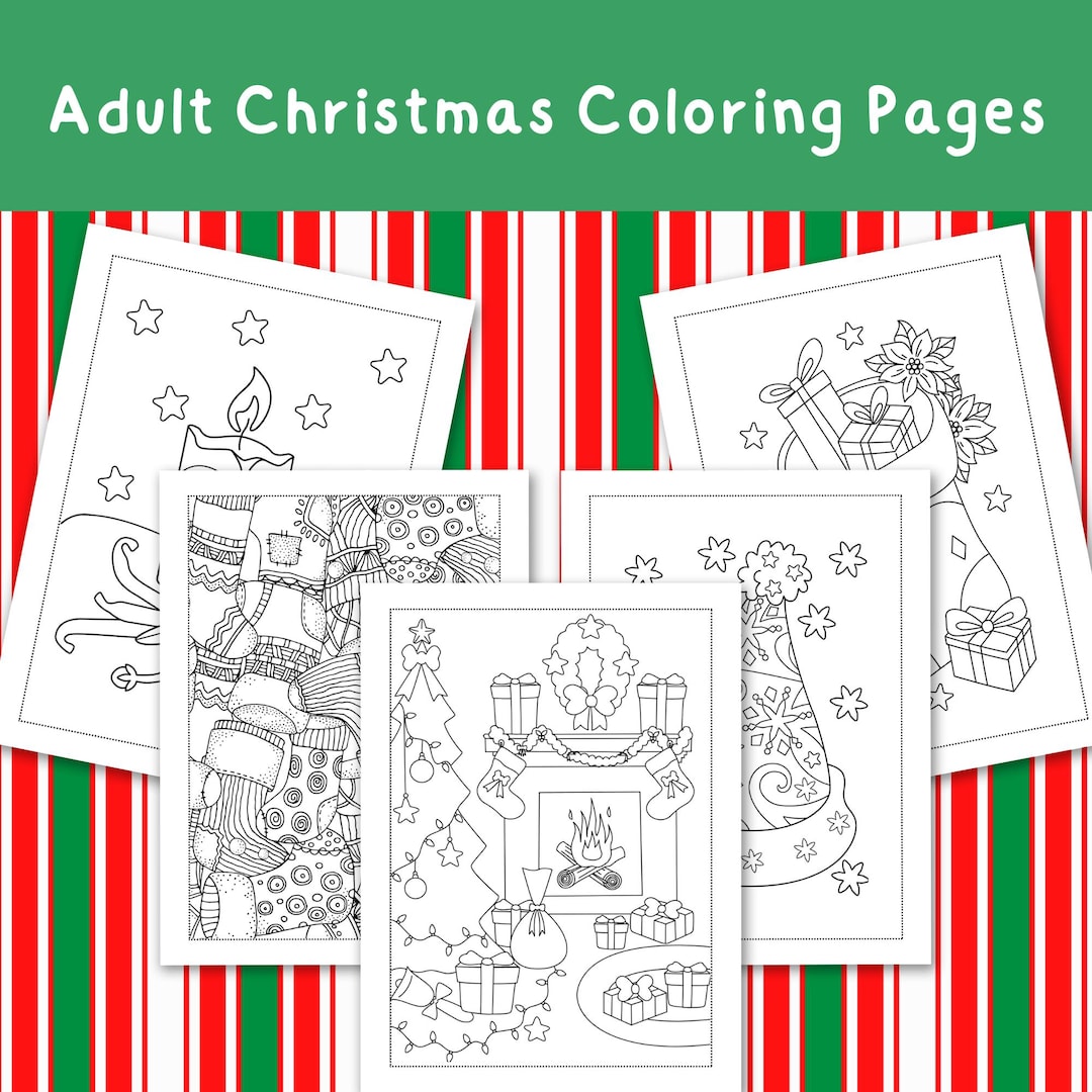Christmas Coloring Pages for Adults: 16 Festive Holiday Sheets (instant ...