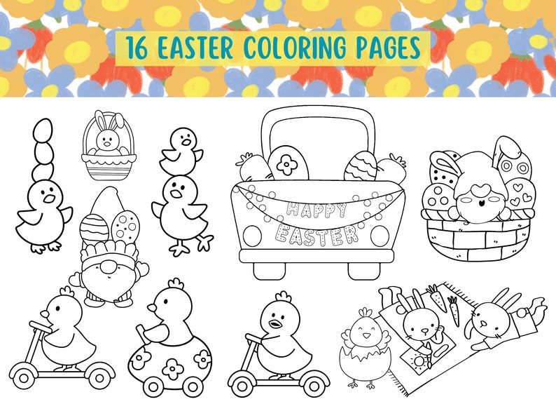 Easter Coloring Pages for Girls and Boys 16 Printable Color - Etsy