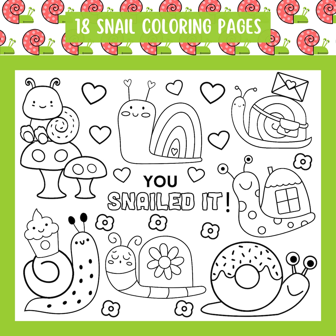 Snail Coloring Pages for Girls and Boys, 18 Cute Coloring Sheets ...