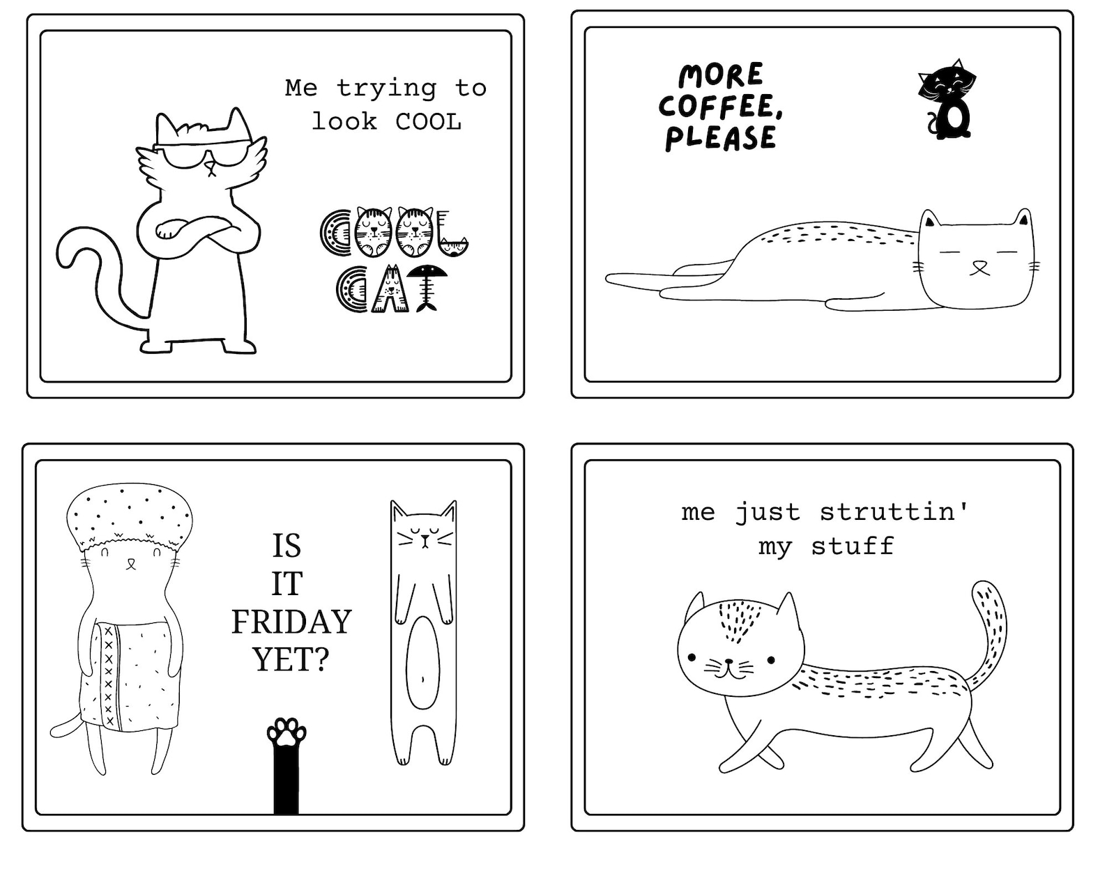 Cat Memes Coloring Pages for Girls and Boys 11 Printable - Etsy