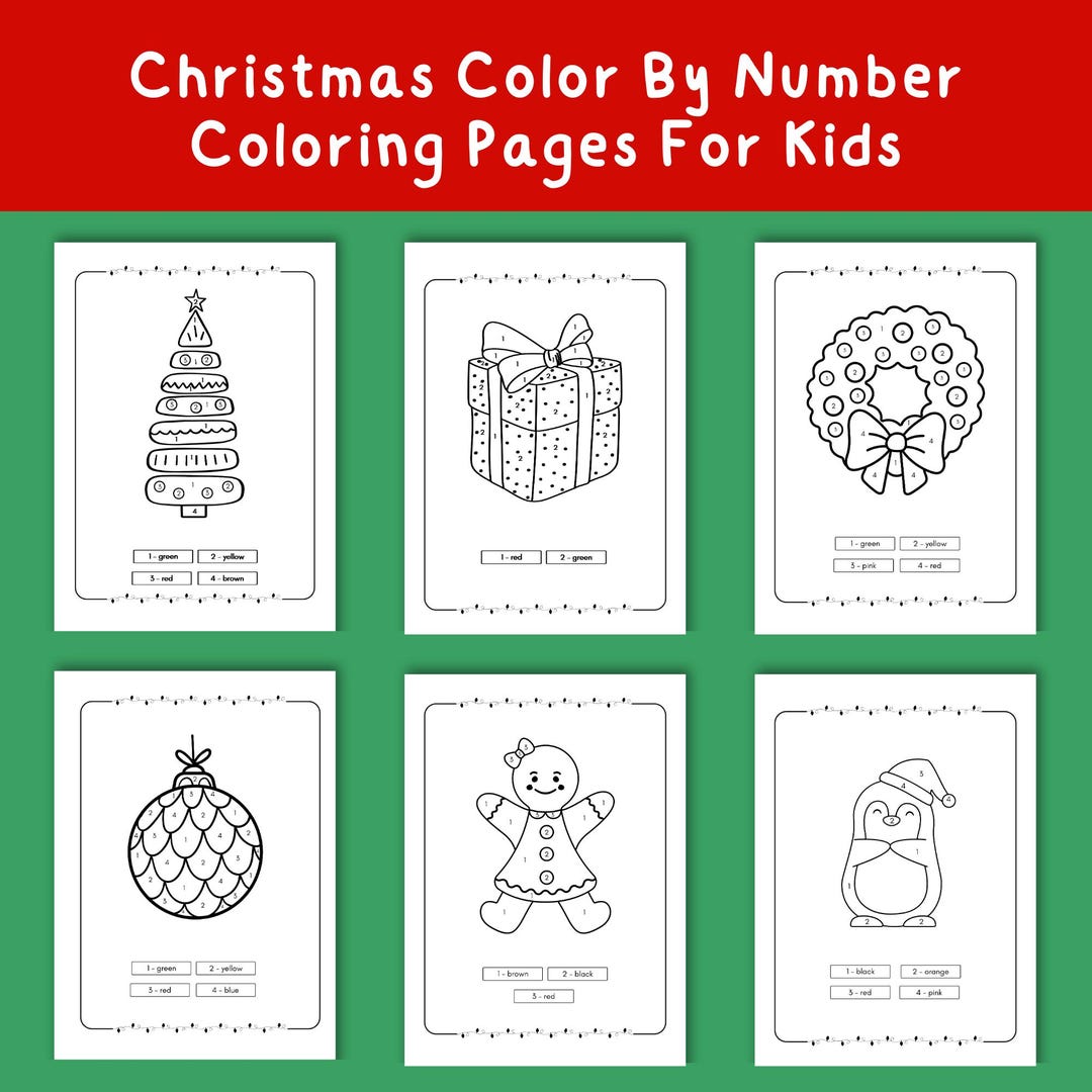 Christmas Color by Number Coloring Pages for Kids, Printable Color by ...