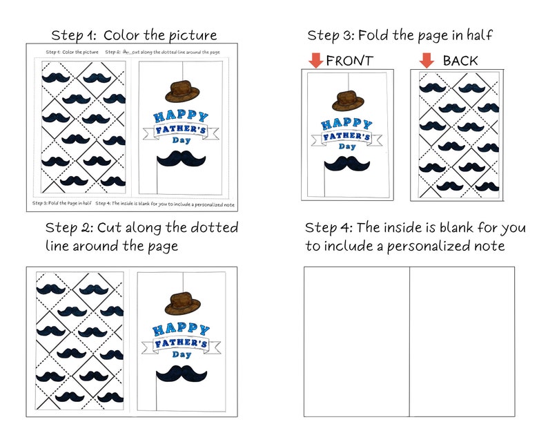 Printable Father's Day Coloring Cards: 6 DIY Gifts for Dad (instant ...