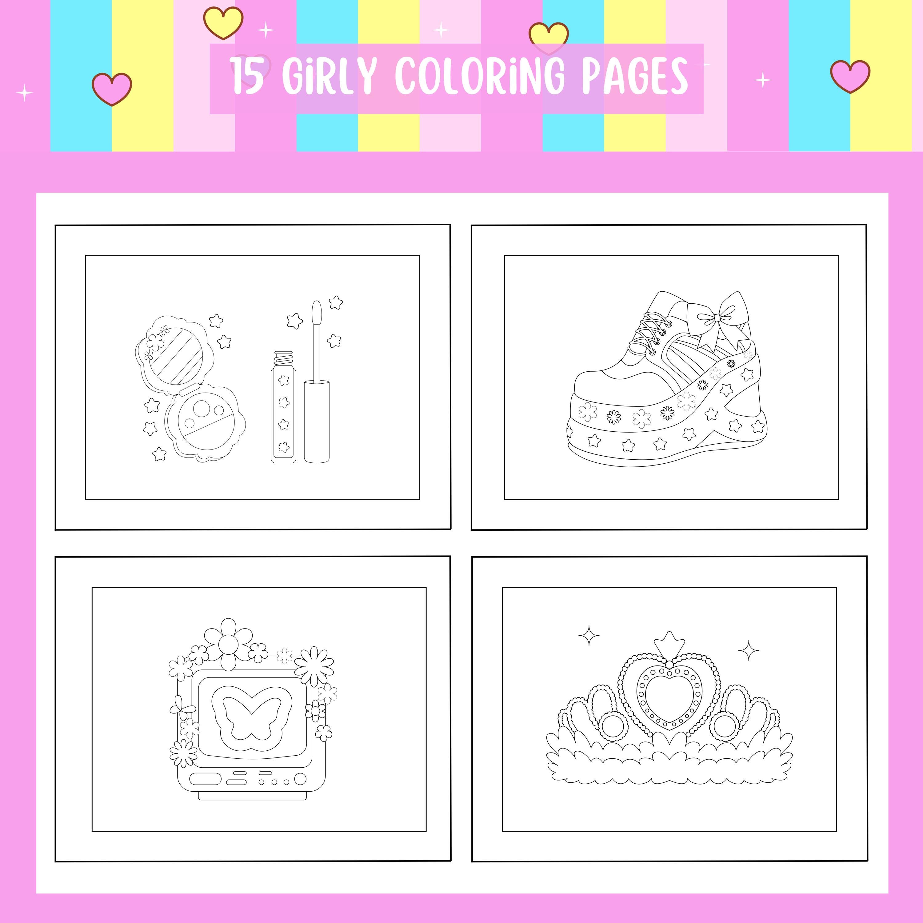 Girly Coloring Pages, 15 Cute Coloring Pages for Girls, Instant ...