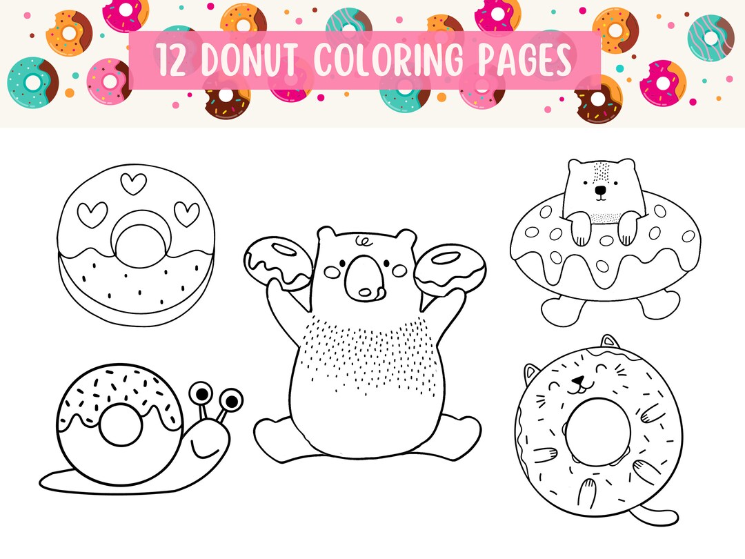 Donut Coloring Pages for Girls and Boys 18 Colouring Sheets - Etsy