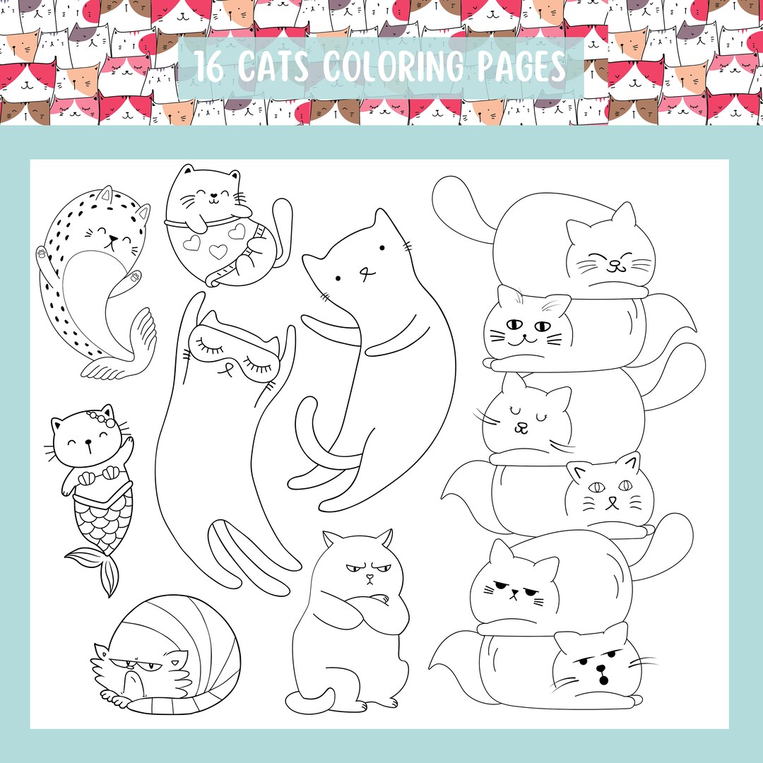 Cats Colouring Pages, 16 Cute Printable Color Sheets, Easy and Fun ...