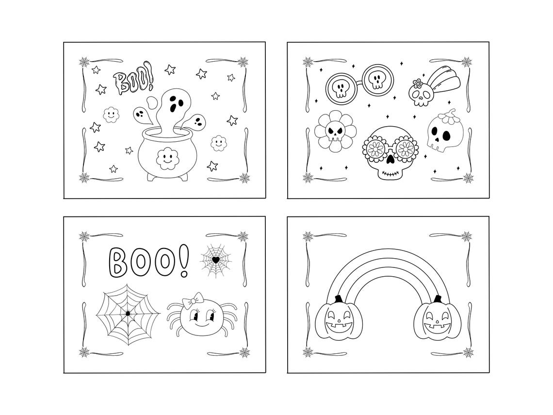 Retro Halloween Coloring Pages, 16 Cute Fall Coloring Pages With ...