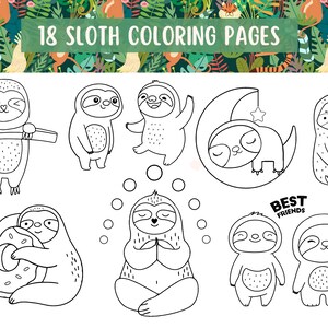 Sloth Coloring Pages for Girls and Boys 18 Cute Printable - Etsy