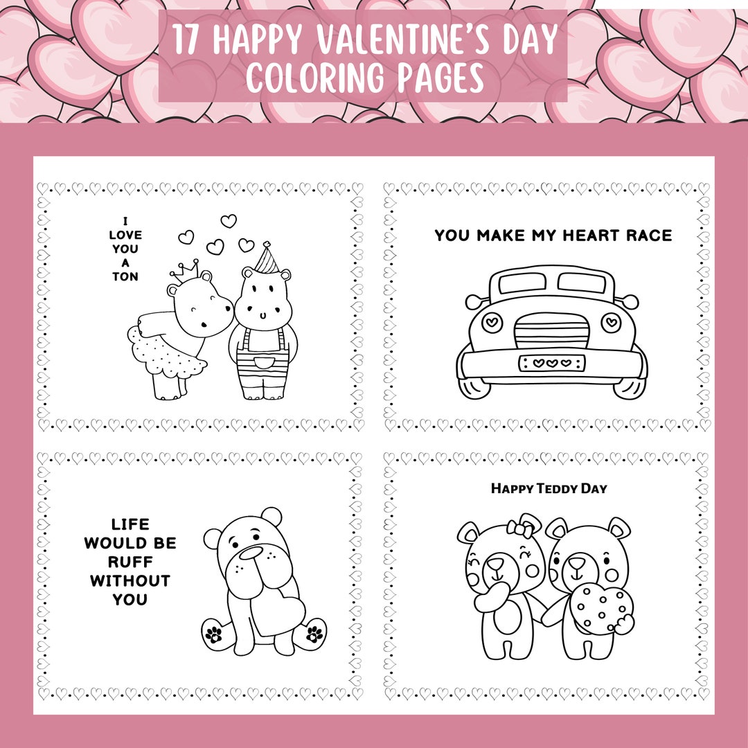 Valentine's Day Coloring Pages for Girls and Boys, 17 Printable Color ...
