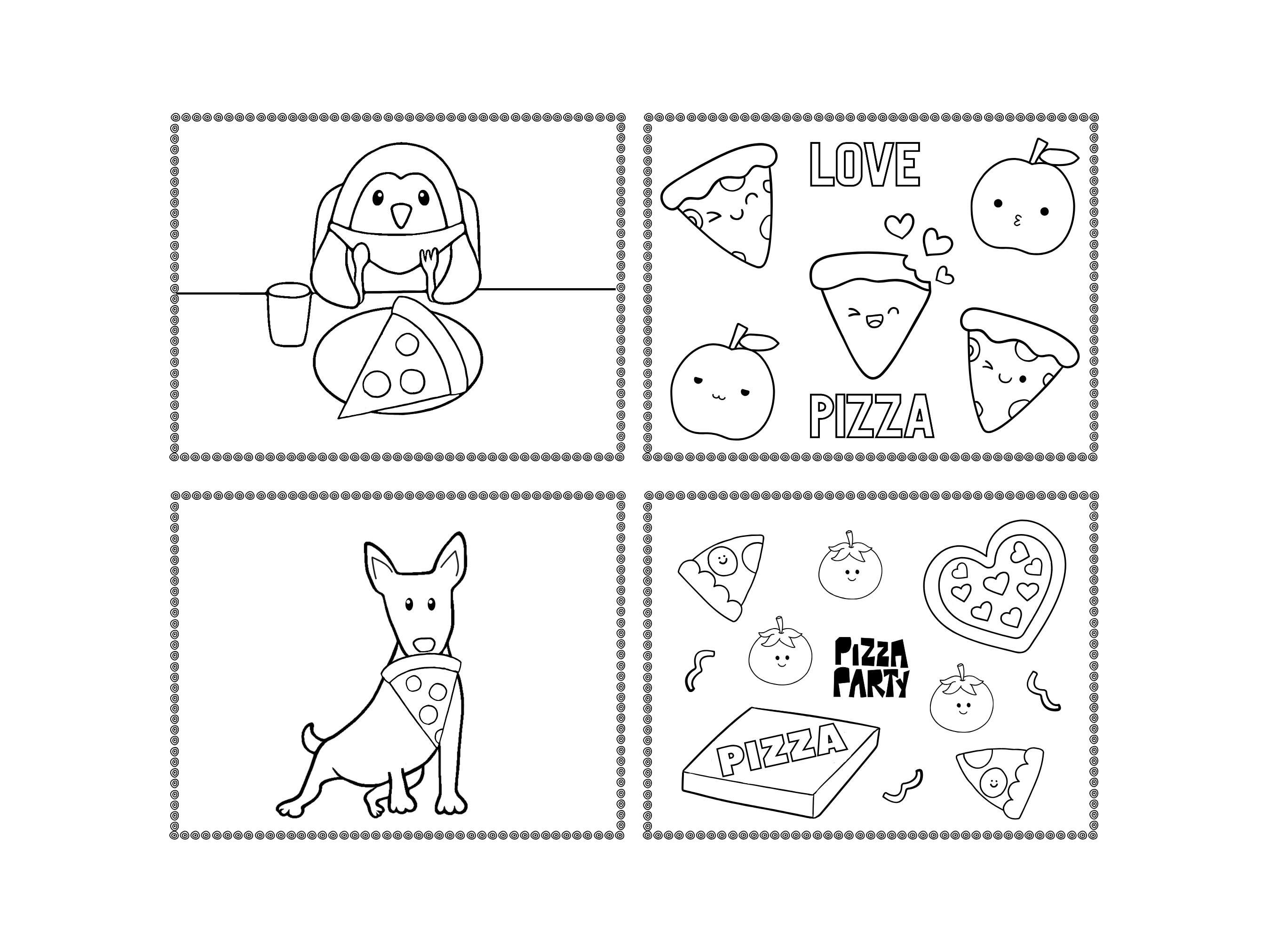 Pizza Coloring Pages for Girls and Boys 12 Cute Food - Etsy